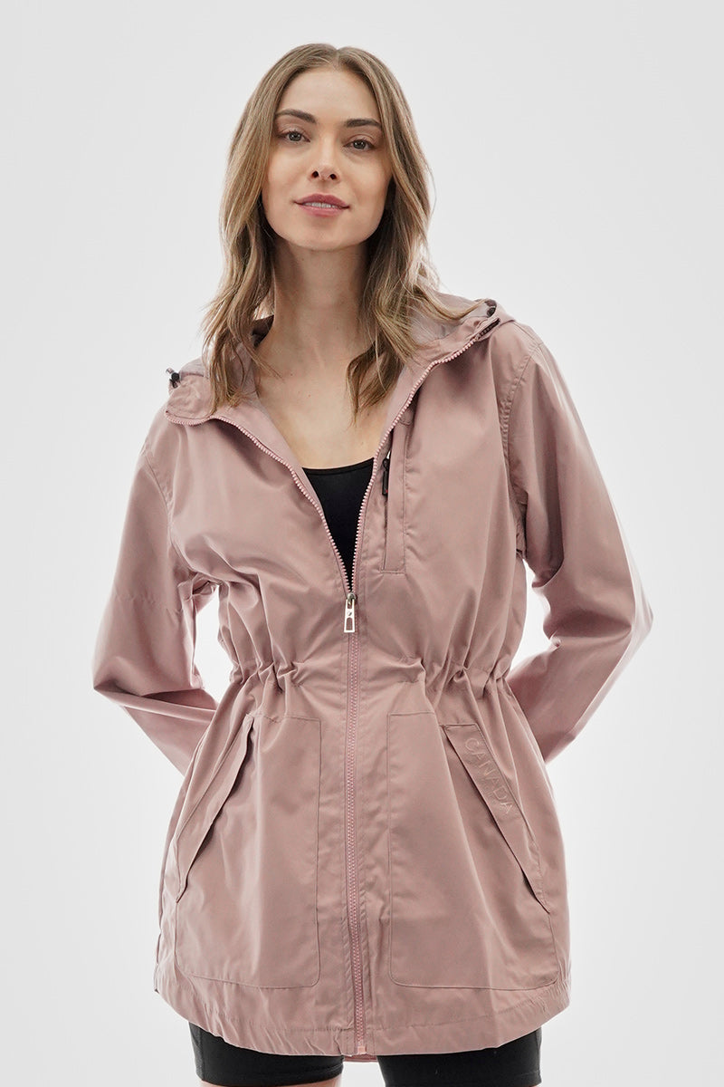 Coated Microfiber Hooded Lightweight Jacket - Pink